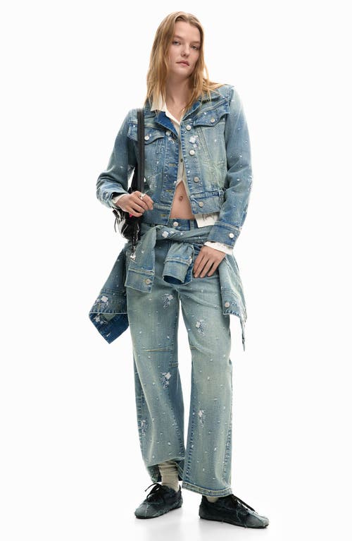 DESIGUAL Embroidered Denim Trucker Jacket